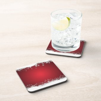 Red And White Christmas Pattern Beverage Coaster | Zazzle