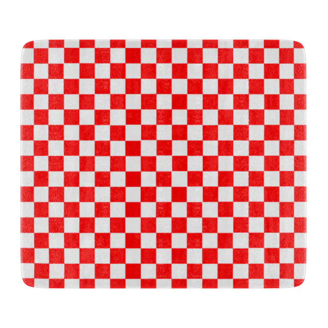 Red And White Classic Checkerboard by STaylor Cutting Board | Zazzle