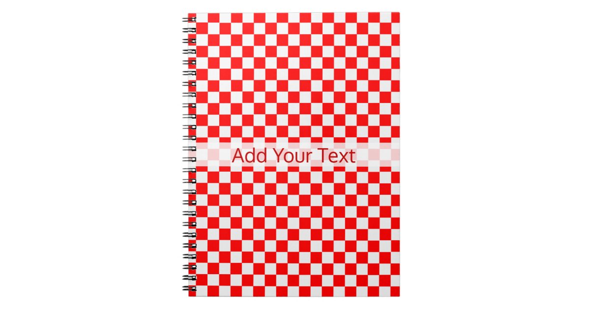 Red And White Classic Checkerboard by STaylor Notebook | Zazzle