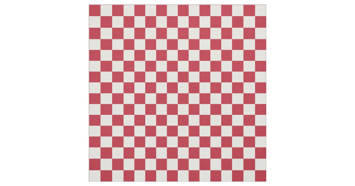 Red and White Classic Checkered Pattern Fabric | Zazzle