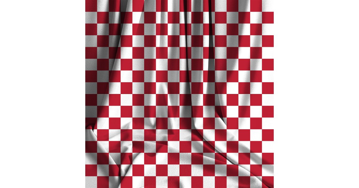 Red and White Classic Checkered Pattern Fabric | Zazzle