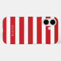 Red and White Classic Stripes Monogram Case-Mate iPhone Case | Zazzle