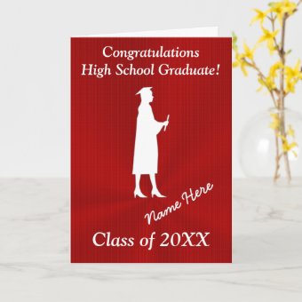 Red and White Customizable Graduation Card for Her | Zazzle