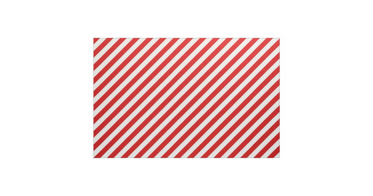 Red and White Diagonal Stripes Pattern Fabric | Zazzle