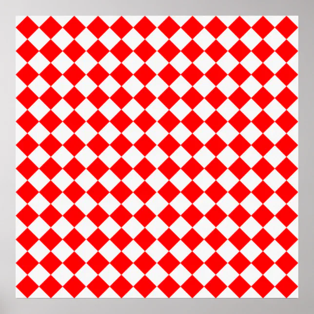 Red And White Diamond Pattern by Shirley Taylor Poster | Zazzle