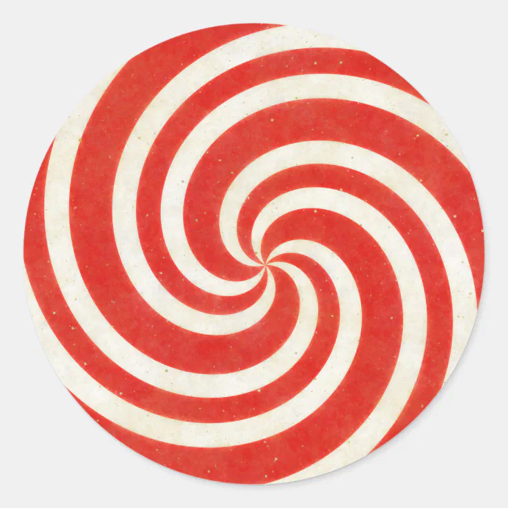 Red and White Dizzy Candy Swirl Classic Round Sticker | Zazzle