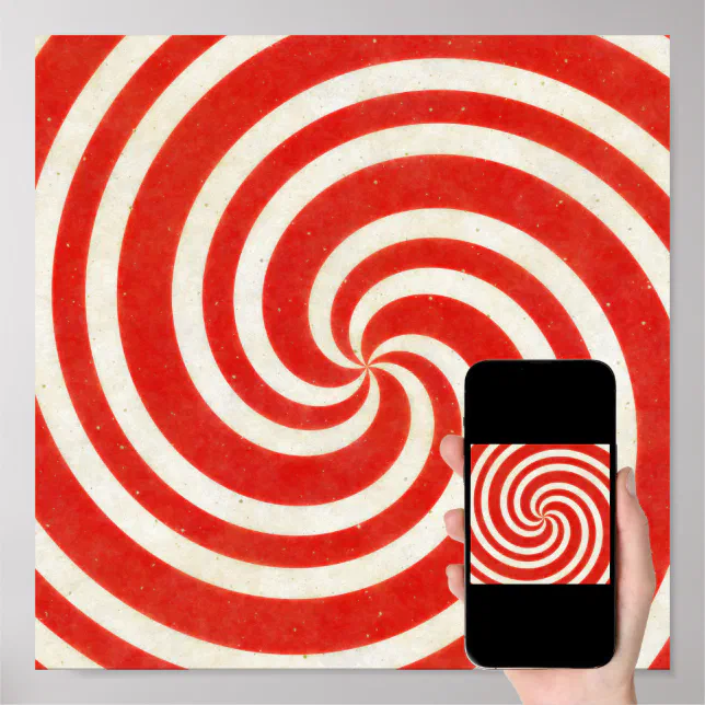 Red and White Dizzy Candy Swirl Poster | Zazzle