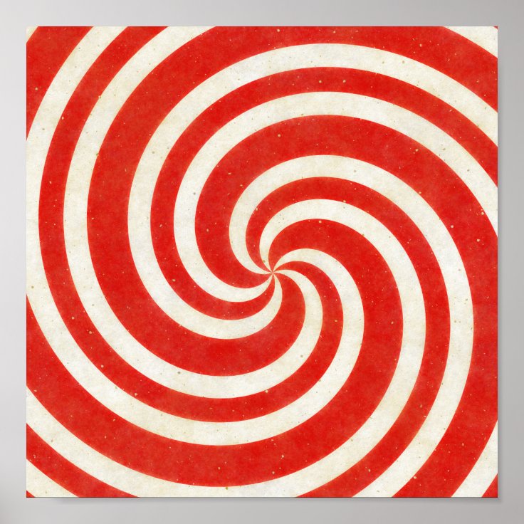 Red and White Dizzy Candy Swirl Poster | Zazzle