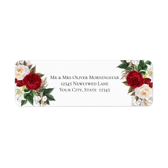 Red and White Elegant Floral Bouquet Label | Zazzle.com