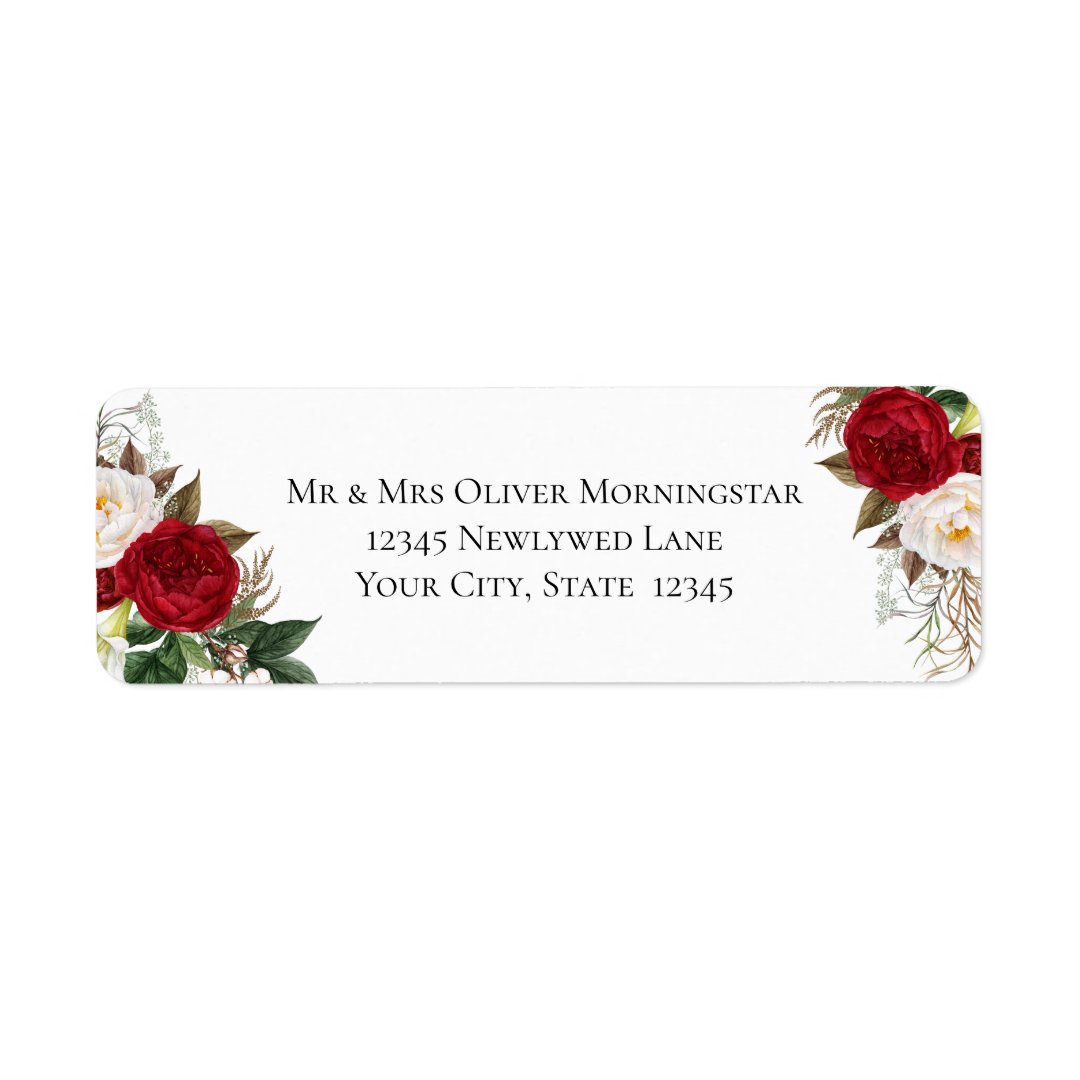 Red and White Elegant Floral Bouquet Label | Zazzle