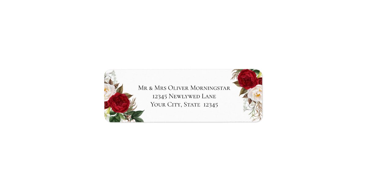 Red and White Elegant Floral Bouquet Label | Zazzle