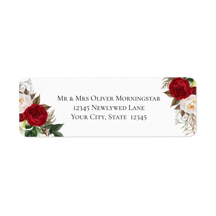 Red and White Elegant Floral Bouquet Label | Zazzle
