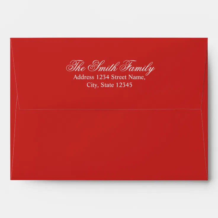 Red and White Elegant Holiday Greeting Card Envelope | Zazzle