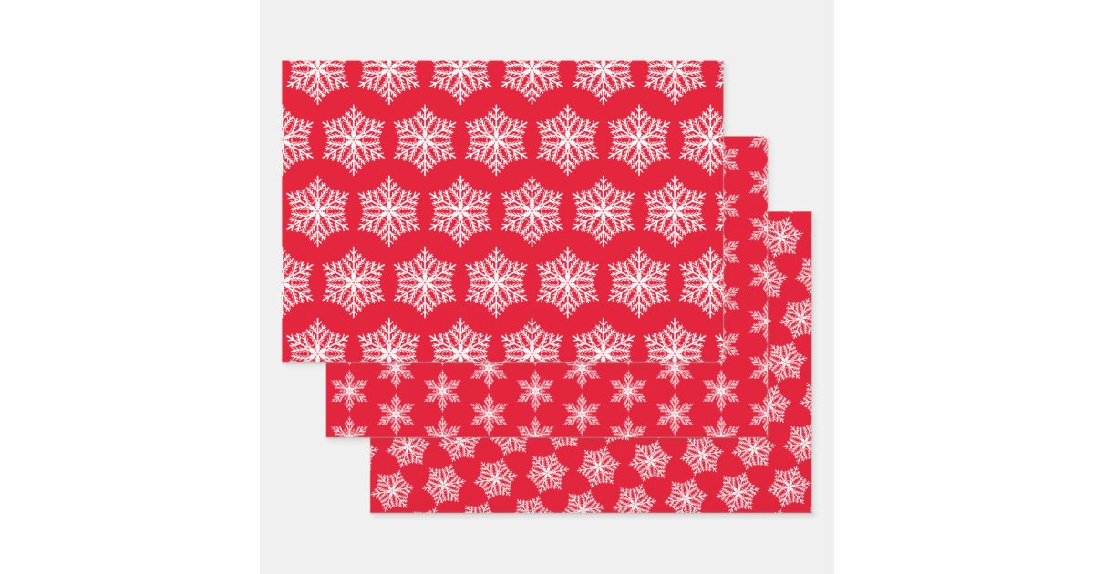 Red and White Festive Snowflakes Christmas Pattern Wrapping Paper ...