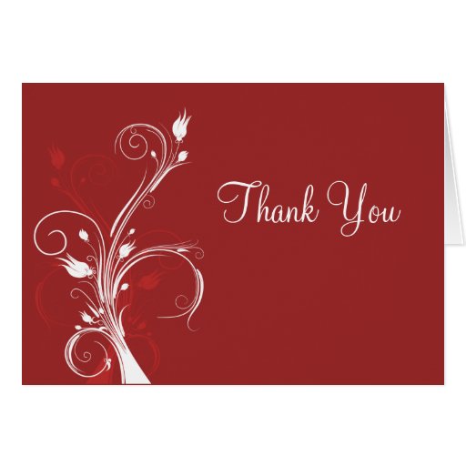 Red and White Floral Thank You Card | Zazzle