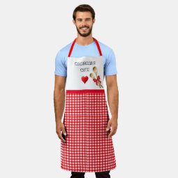 Red and White Gingham Checked All Over Print Apron | Zazzle