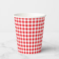 red and white gingham farm barn party paper cups | Zazzle