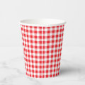 red and white gingham farm barn party paper cups | Zazzle