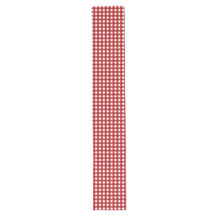 Red and White Gingham Pattern Long Table Runner | Zazzle