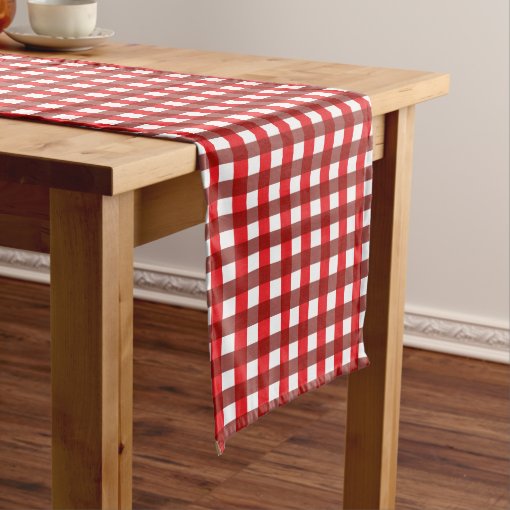 Red and White Gingham Pattern Long Table Runner | Zazzle
