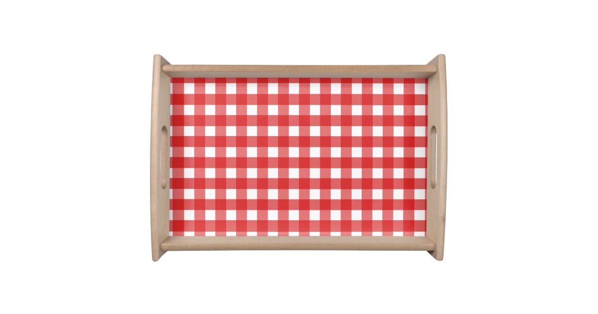 Red and white gingham serving tray | Zazzle