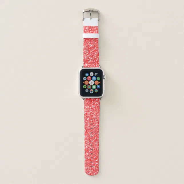 Red And White Glitter Pattern Apple Watch Band | Zazzle