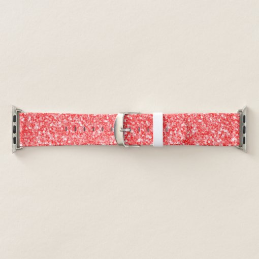Red And White Glitter Pattern Apple Watch Band | Zazzle