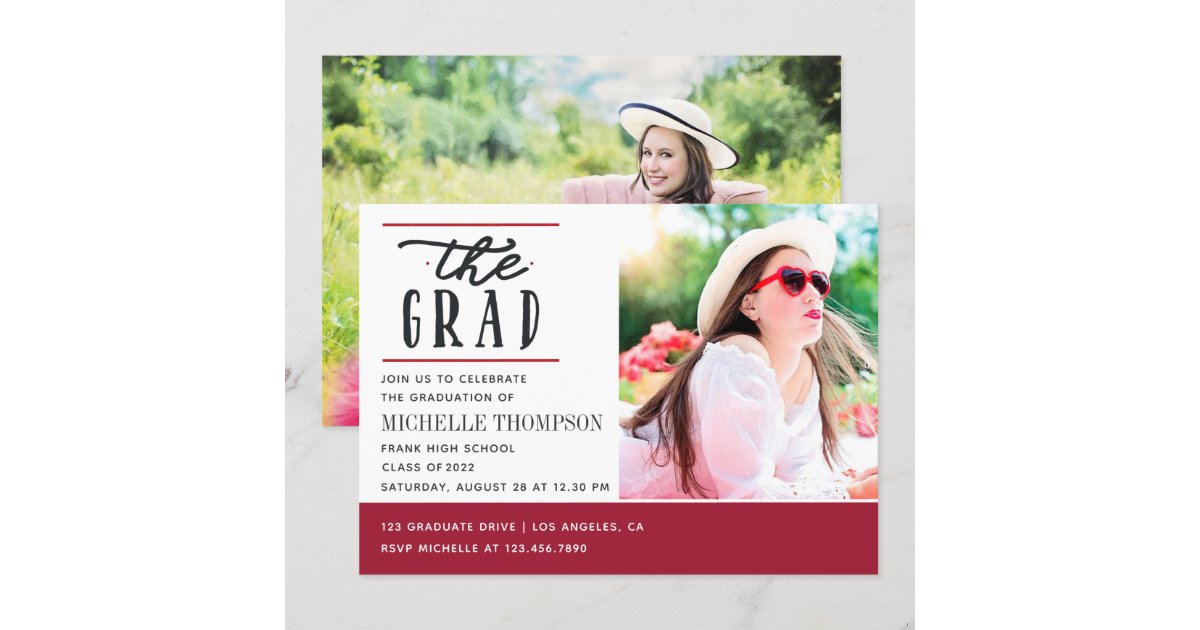Red and White Graduation Party Invitation | Zazzle