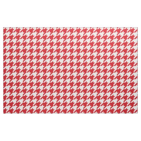 Red White Houndstooth Pattern Fabric | Zazzle