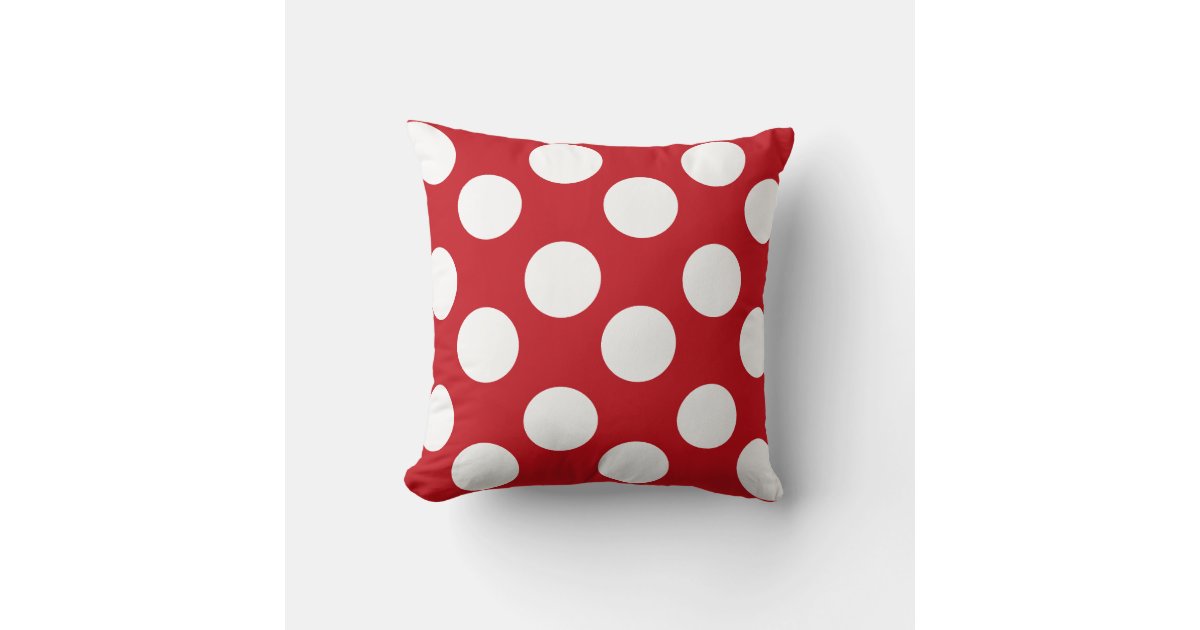 Red and White Large Polka Dot Accent Pillow | Zazzle