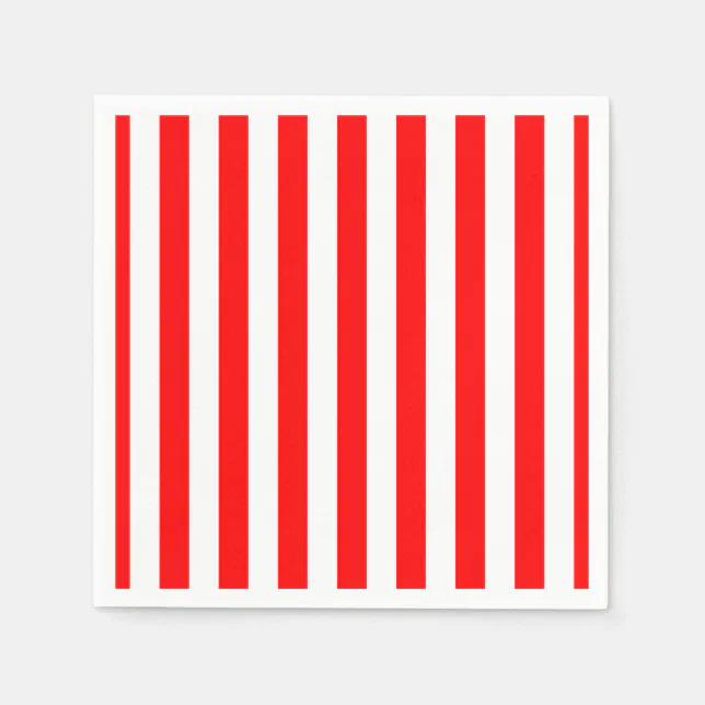 Red and White Large Size Vertical Stripes Paper Napkins | Zazzle