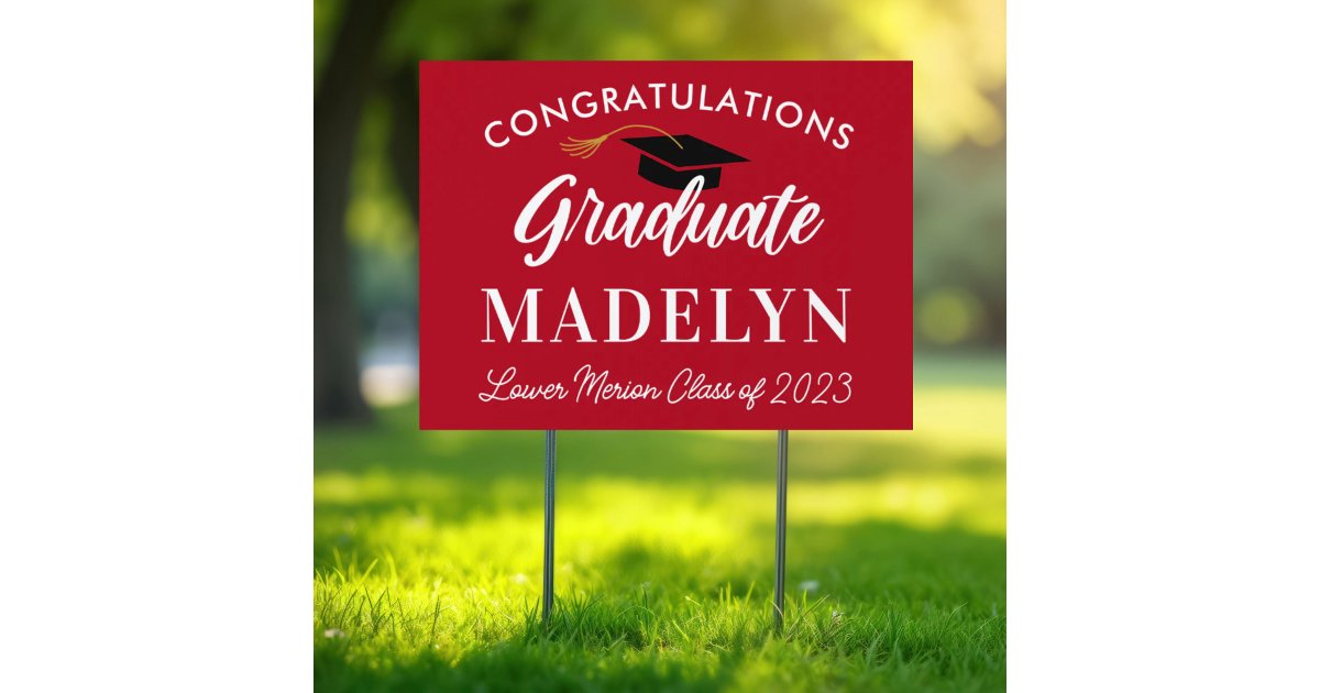 Red and White Lower Merion Class of 2023 Yard Sign | Zazzle