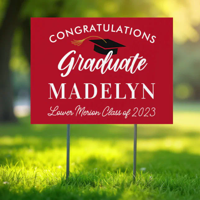 Red and White Lower Merion Class of 2023 Yard Sign | Zazzle