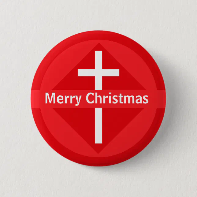 Red and White Merry Christmas Christian Cross Button | Zazzle
