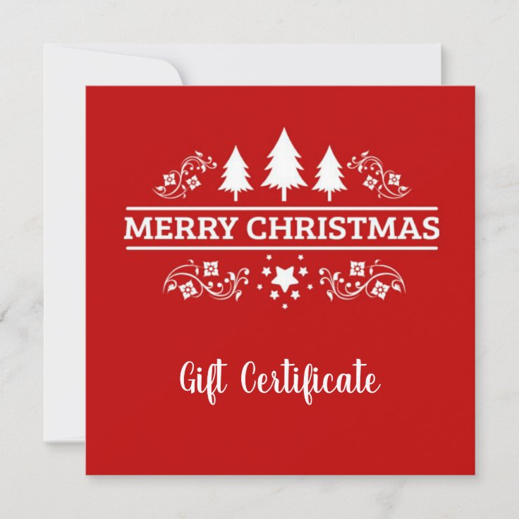 Red And White Merry Christmas Gift Certificate | Zazzle