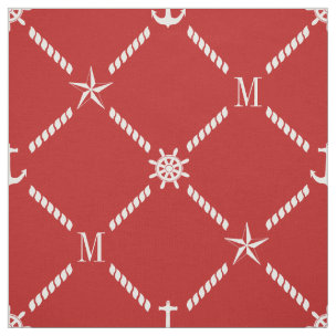 Nautical Anchors Pattern | Red White Navy Blue Fabric | Zazzle.com