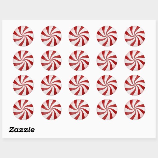 Red and White Peppermint Candy Stickers | Zazzle