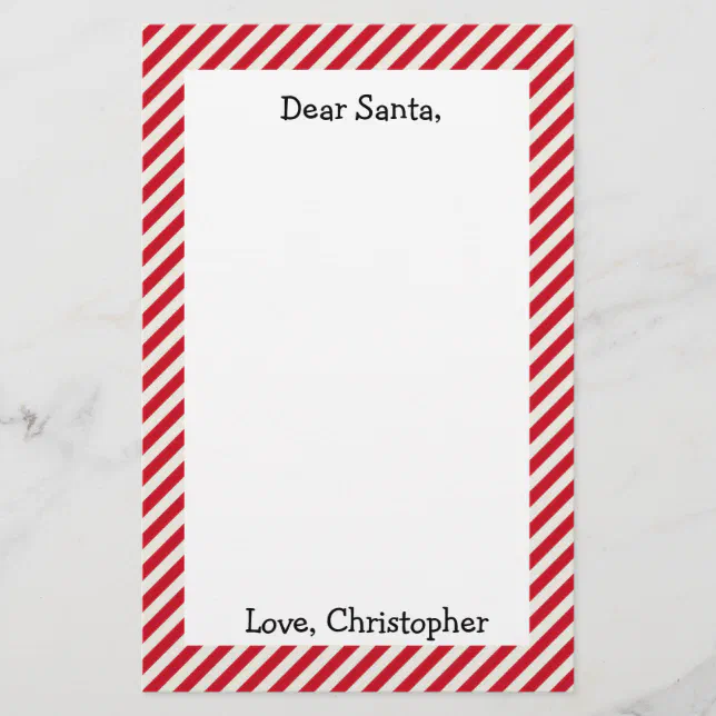 Red and White Personalized Dear Santa Letter Stationery | Zazzle