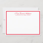 Red and White Personalized Flat Notecard | Zazzle