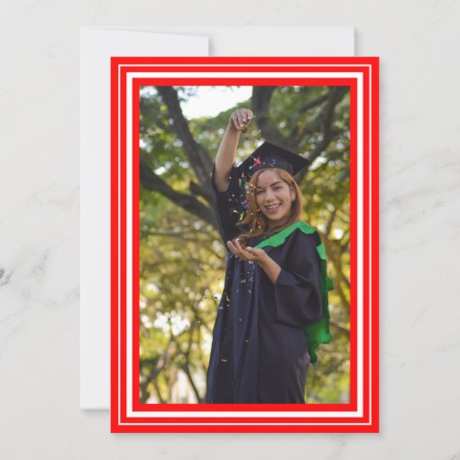 Red and White Photo Graduation Party Invitation | Zazzle