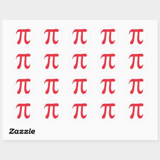 Red and white pi mathematical symbol stickers | Zazzle