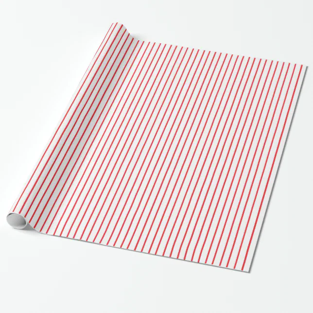 Red and White Pinstripe Wrapping Paper | Zazzle
