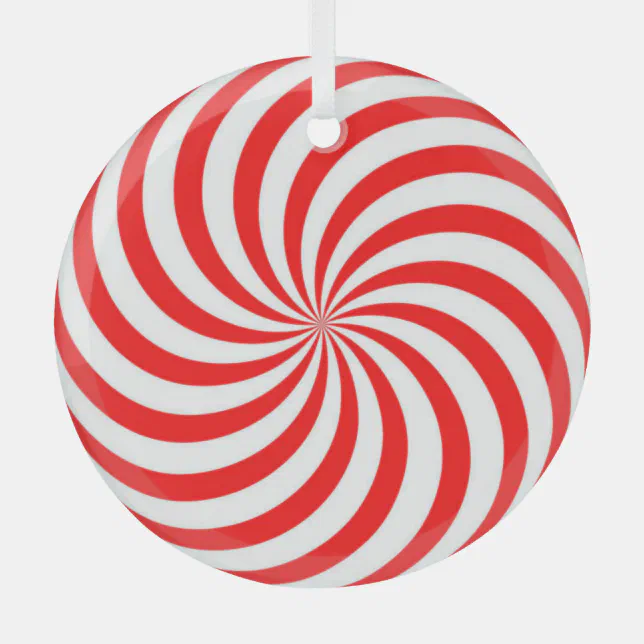 Red and White Pinwheel/Swirl Glass Ornament | Zazzle