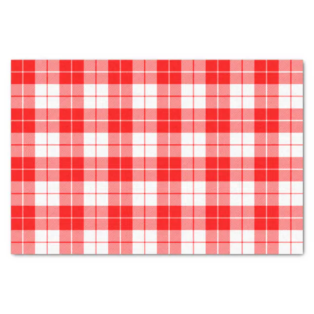 Red and White Plaid Pattern Tissue Paper | Zazzle