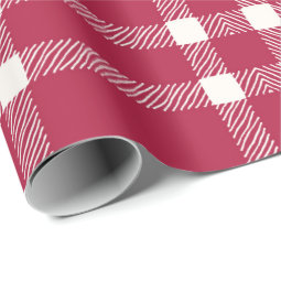 Red and White Plaid Simple Cute Christmas Gift Wrapping Paper | Zazzle