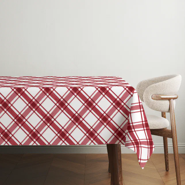 Red and White Plaid Tablecloth | Zazzle