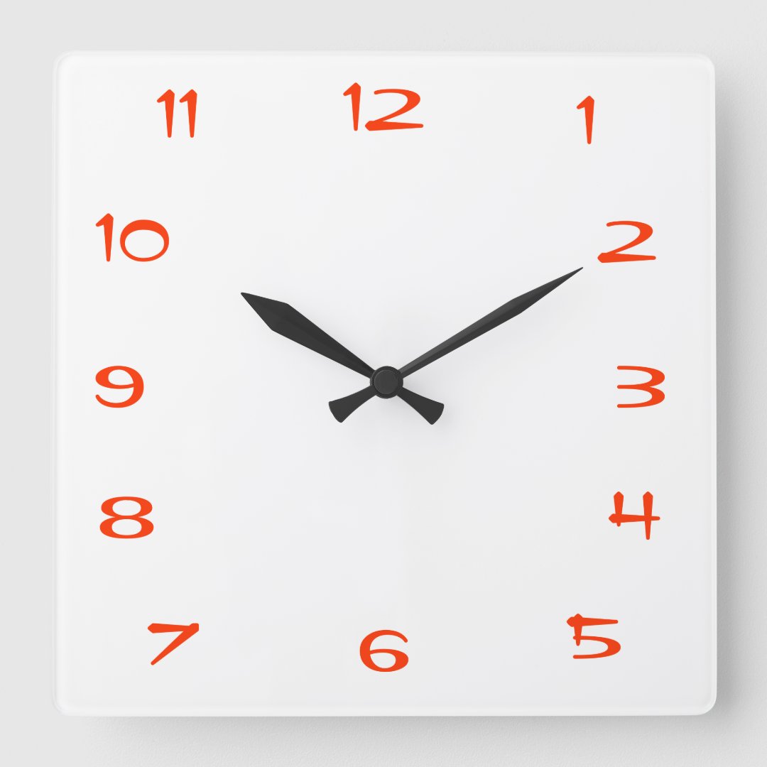 Red and White Plain>Square Kitchen Wall Clock | Zazzle