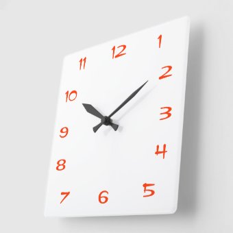 Red and White Plain>Square Kitchen Wall Clock | Zazzle