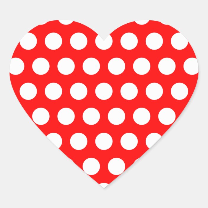 Red and White Polka Dot Heart Sticker | Zazzle.com