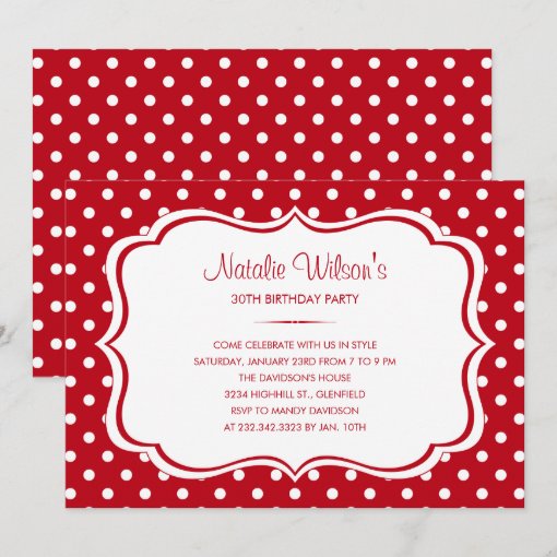 Red and White Polka Dot Invitations | Zazzle